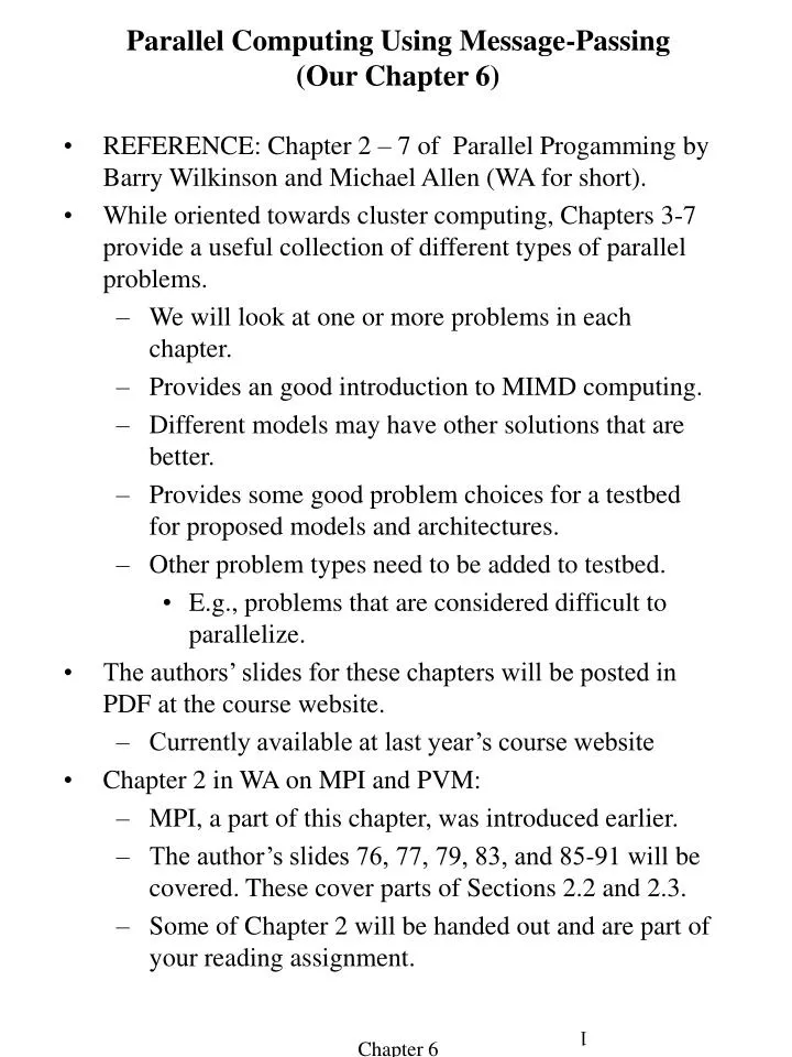Ppt Parallel Computing Using Message Passing Our Chapter 6 6900