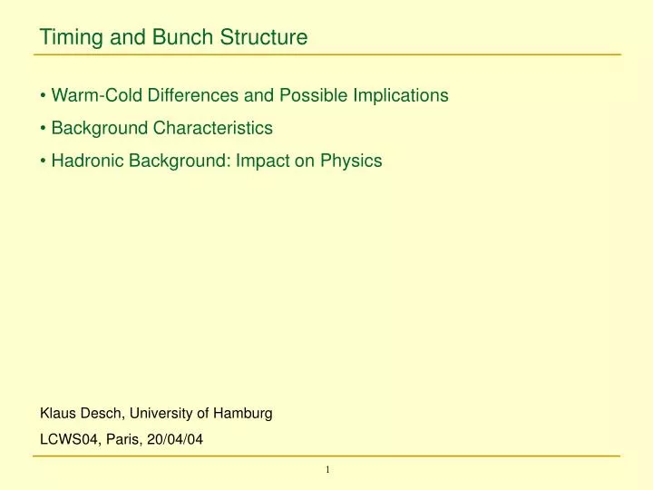 PPT - Timing and Bunch Structure PowerPoint Presentation, free download ...