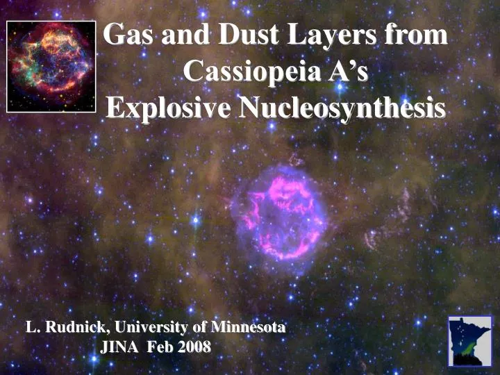 PPT - Gas and Dust Layers from Cassiopeia A’s Explosive Nucleosynthesis ...