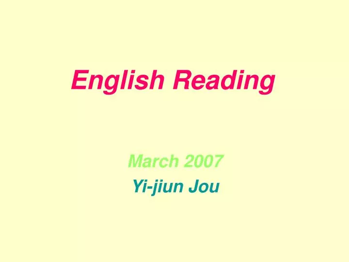 PPT - English Reading PowerPoint Presentation, free download - ID:5128191
