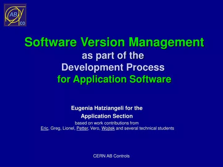 PPT - Software Version Management as part of the Development Process ...