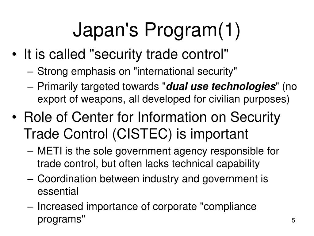 PPT - Security Trade Control in Asia: Role of Japan and International ...