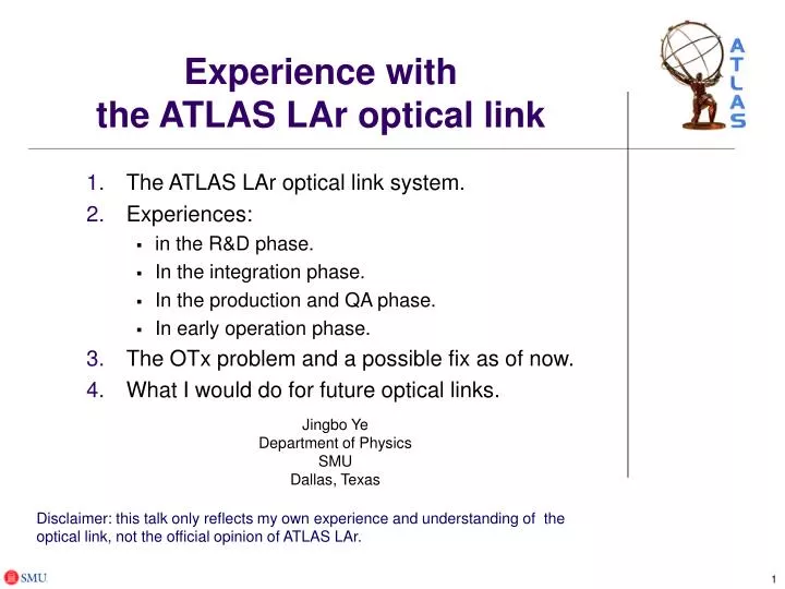 PPT - Experience with the ATLAS LAr optical link PowerPoint ...