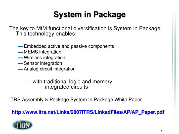 PPT - ITRS Assembly & Packaging Report More than Moore Initiative ...