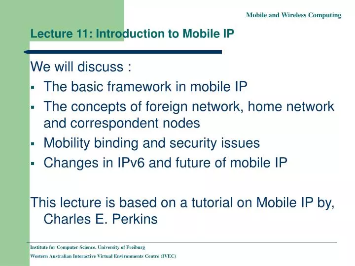PPT - Lecture 11: Introduction to Mobile IP PowerPoint Presentation ...