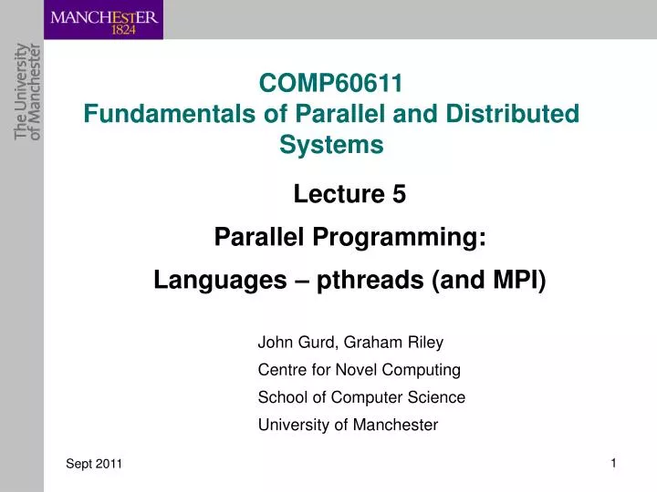 PPT - COMP60611 Fundamentals of Parallel and Distributed Systems ...