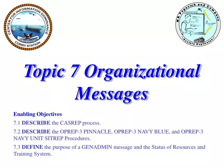 PPT - Topic 7 Organizational Messages Enabling Objectives 7.1 DESCRIBE ...