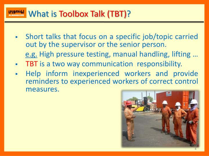 PPT - Toolbox Talk (TBT) PowerPoint Presentation - ID:5133010