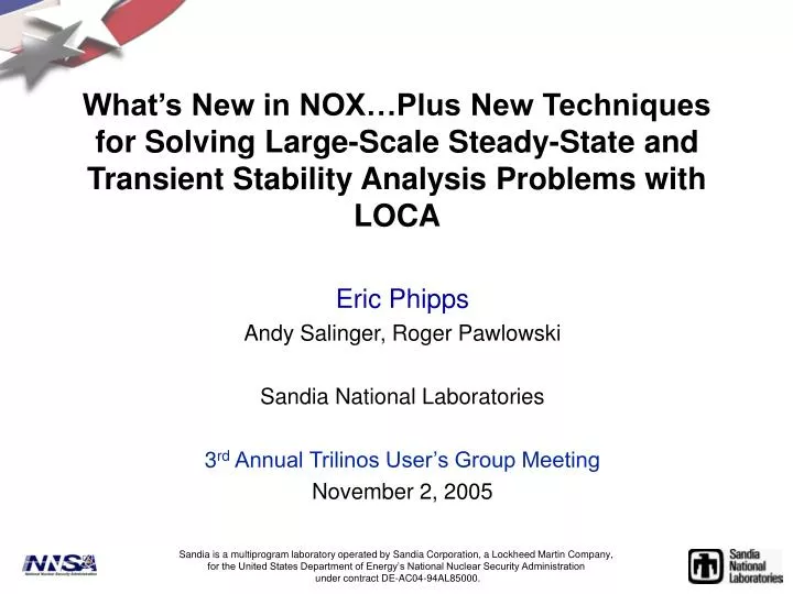 PPT - Eric Phipps Andy Salinger, Roger Pawlowski Sandia National ...