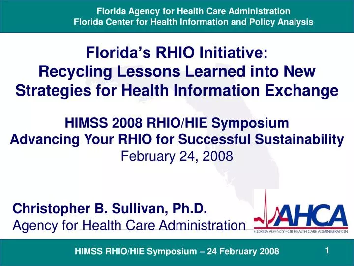 PPT - Christopher B. Sullivan, Ph.D. Agency for Health Care ...