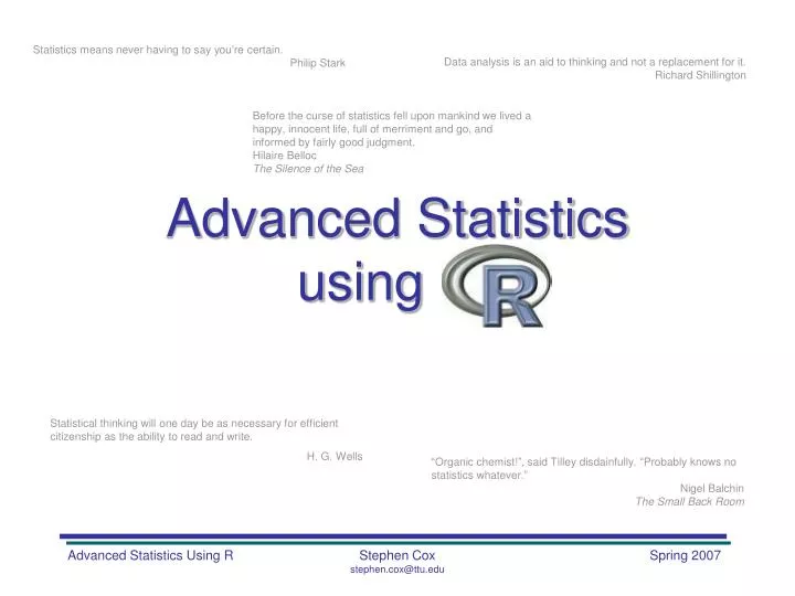 PPT - Advanced Statistics using . PowerPoint Presentation, free ...