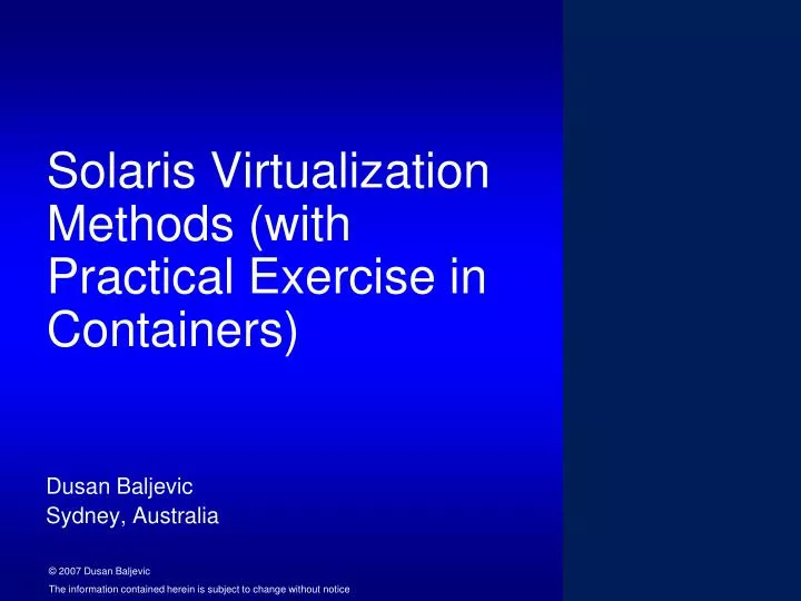 Ppt Solaris Virtualization Methods With Practical Exercise In