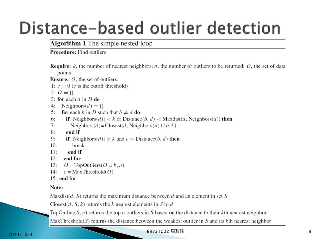 Ppt Fast Mining Of Distance Based Outliers In High Dimensional