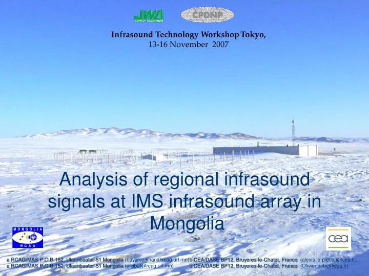 PPT - Analysis of regional infrasound signals at IMS infrasound array ...