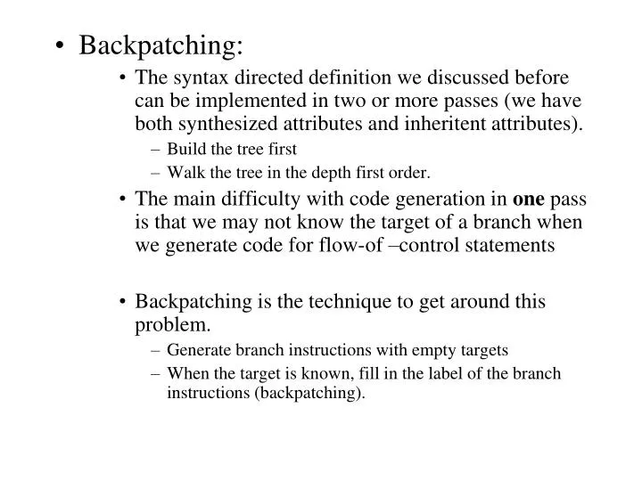 PPT - Backpatching: PowerPoint Presentation, free download - ID:5141193