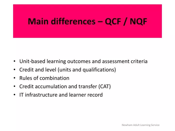 PPT - Main differences – QCF / NQF PowerPoint Presentation, free ...