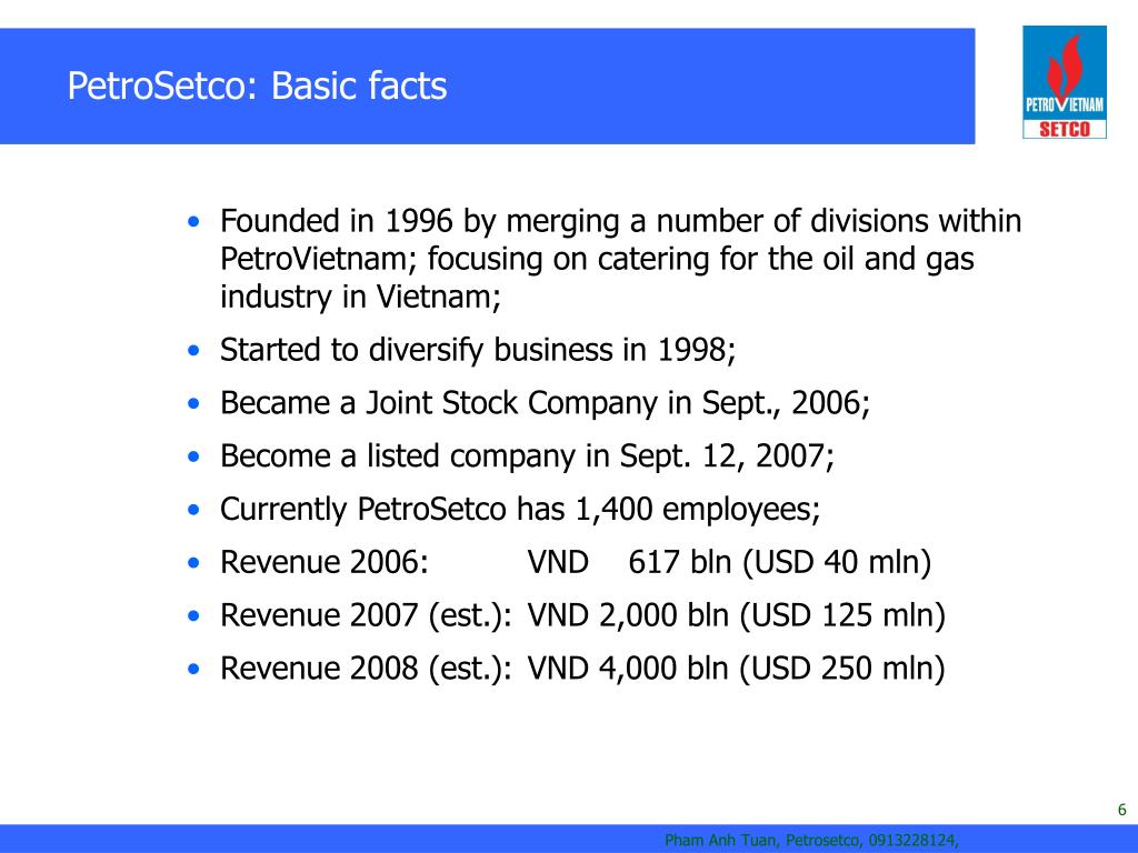 PPT - Petrosetco – PetroVietnam General Services Corporation October ...