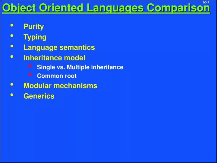Ppt Object Oriented Languages Comparison Powerpoint Presentation 3622
