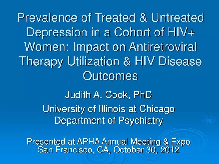 PPT - Judith A. Cook, PhD University of Illinois at Chicago Department ...