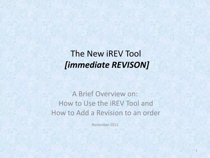 PPT - The New iREV Tool [immediate REVISON] PowerPoint Presentation ...