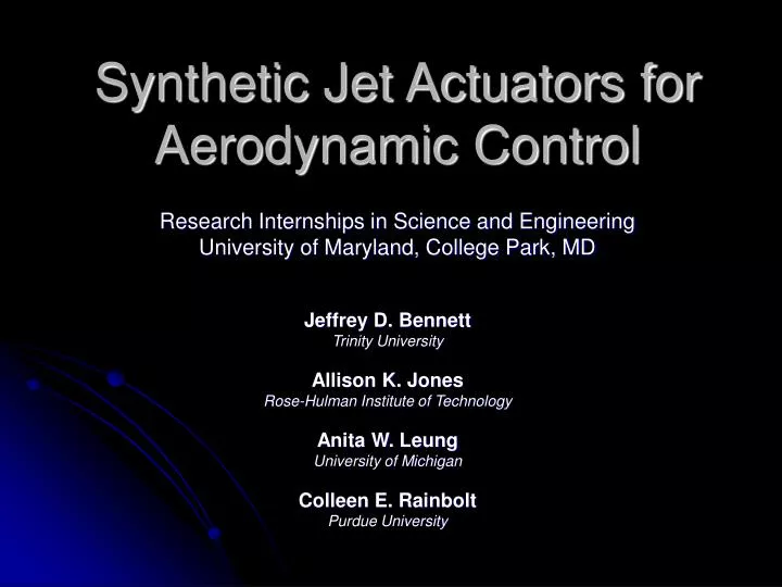 PPT - Synthetic Jet Actuators for Aerodynamic Control PowerPoint ...
