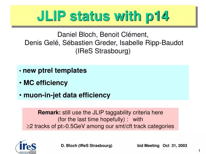 PPT - JLIP status with p14 PowerPoint Presentation, free download - ID ...