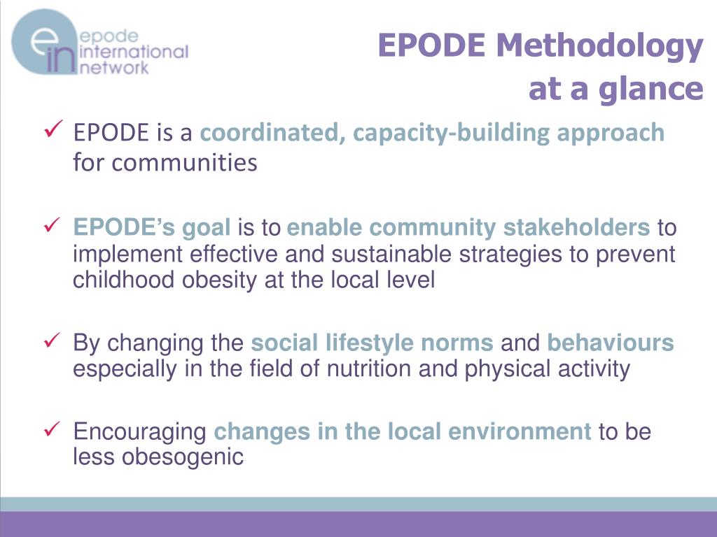 PPT - EPODE methodology, education in nutrition & childhood obesity ...