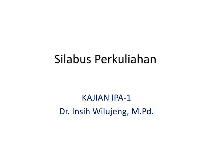 PPT - Silabus Perkuliahan PowerPoint Presentation, free download - ID ...