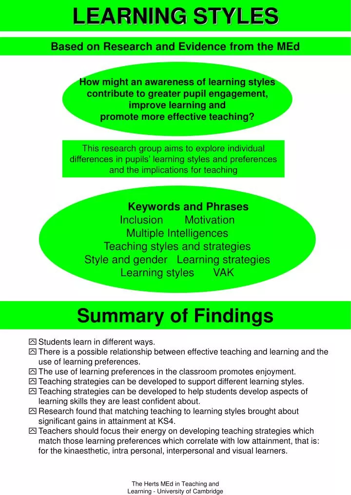 PPT - LEARNING STYLES PowerPoint Presentation, free download - ID:5156587