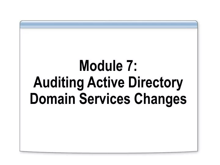 PPT - Module 7: Auditing Active Directory Domain Services Changes PowerPoint Presentation - ID ...