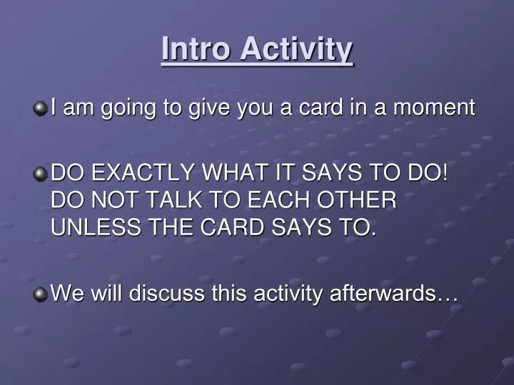 PPT - Intro Activity PowerPoint Presentation, free download - ID:5164620