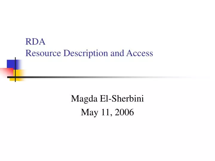 PPT - RDA Resource Description and Access PowerPoint Presentation, free ...