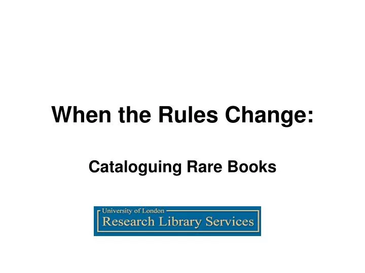 PPT - When the Rules Change: PowerPoint Presentation, free download ...