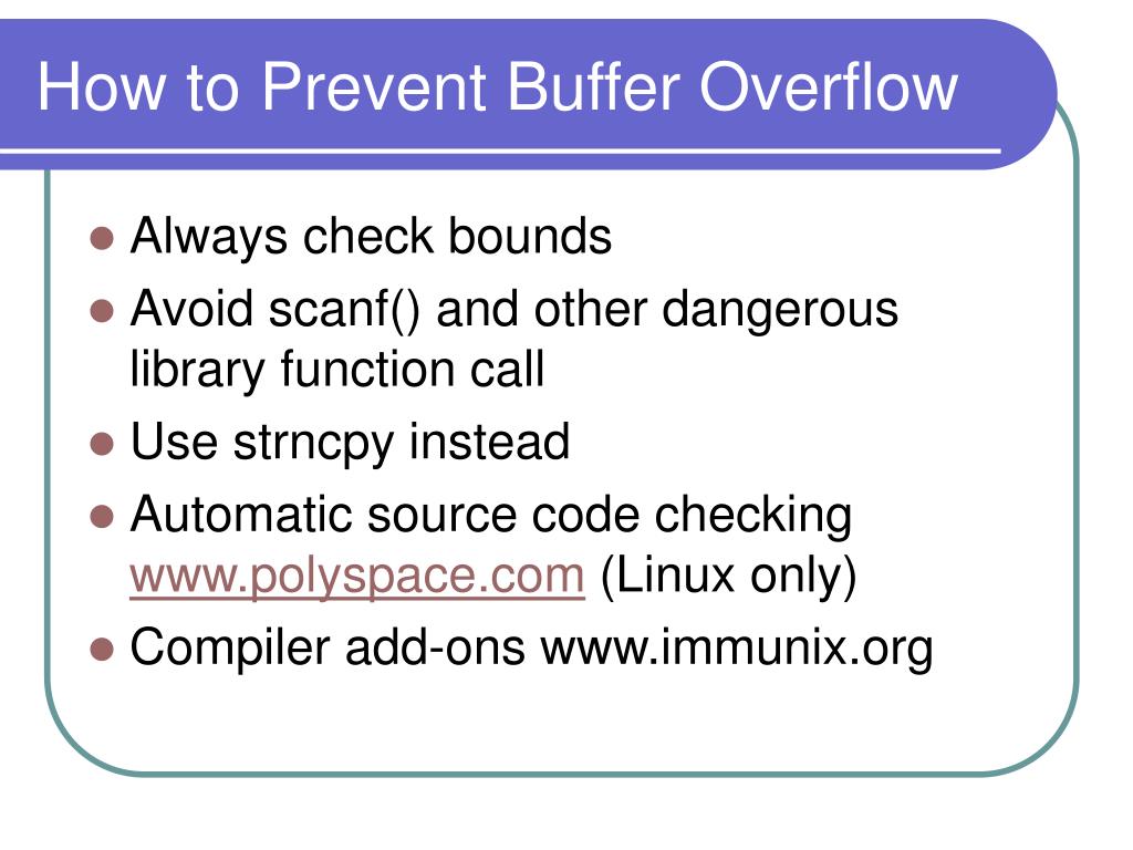 Buffer Overflow Buffer Overflow