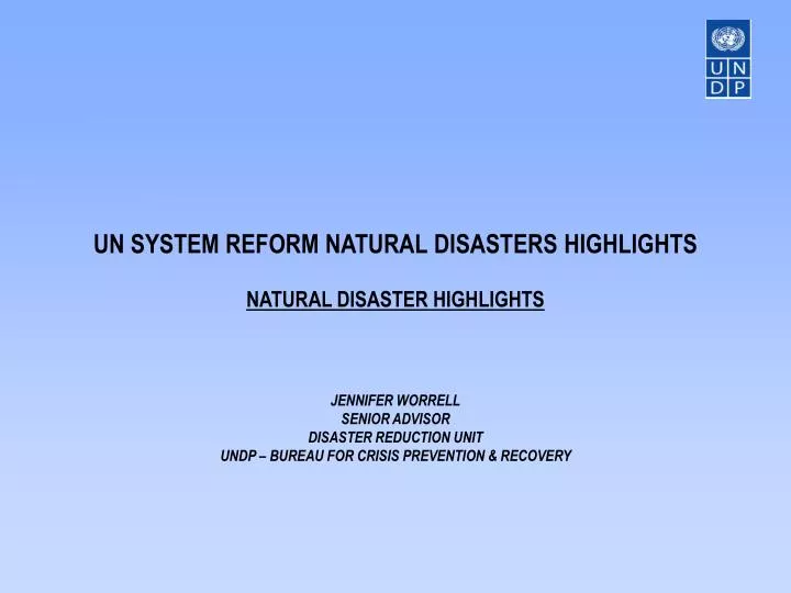 PPT - UN SYSTEM REFORM FOR DISASTER RISK REDUCTION (ISDR) PowerPoint ...