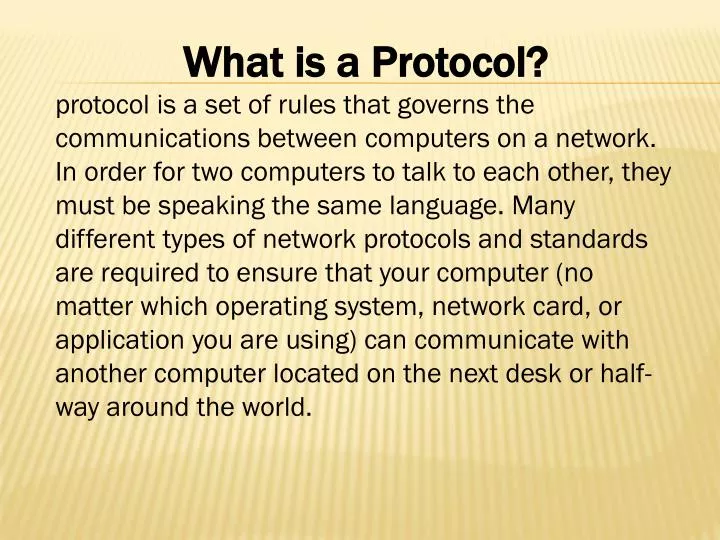 PPT - What is a Protocol? PowerPoint Presentation, free download - ID ...