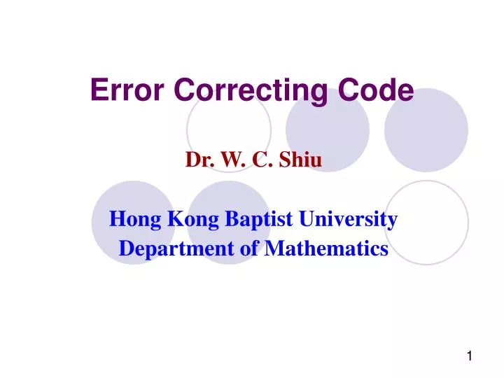 Ppt Error Correcting Code Powerpoint Presentation Free Download Id