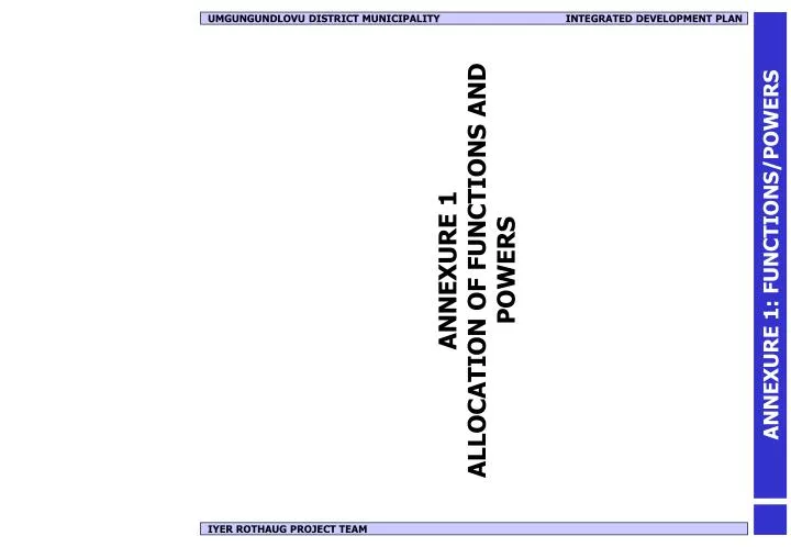 PPT - ANNEXURE 1 ALLOCATION OF FUNCTIONS AND POWERS PowerPoint ...