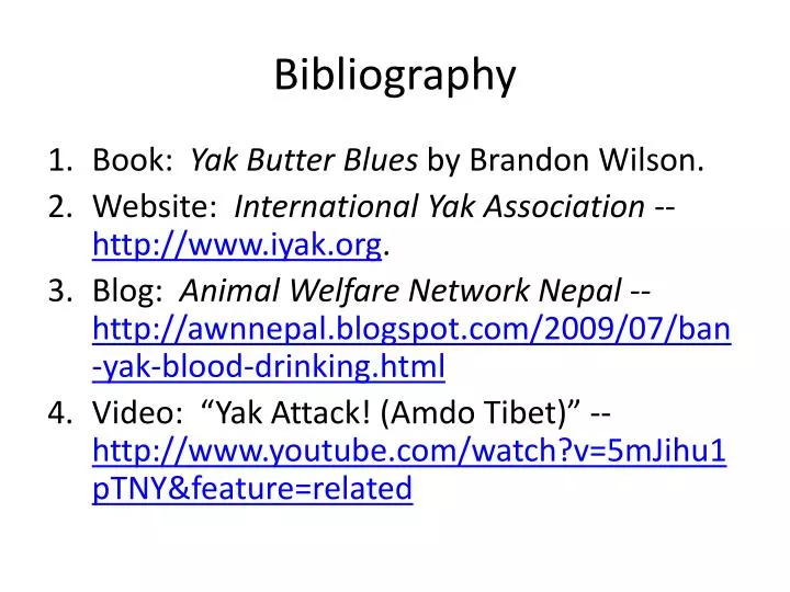 PPT - Bibliography PowerPoint Presentation, free download - ID:5170275