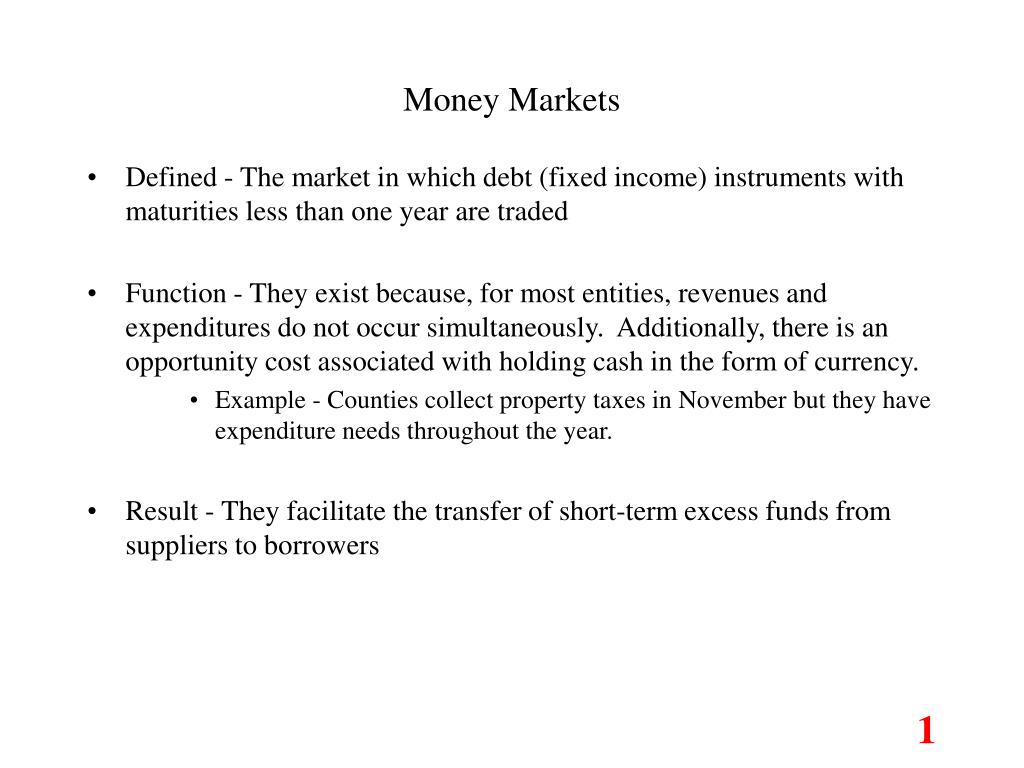 PPT - Money Markets PowerPoint Presentation, free download - ID:5170376