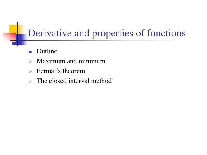PPT - Derivative and properties of functions PowerPoint Presentation ...