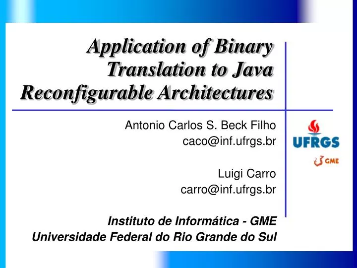 Ppt Application Of Binary Translation To Java Reconfigurable Architectures Powerpoint