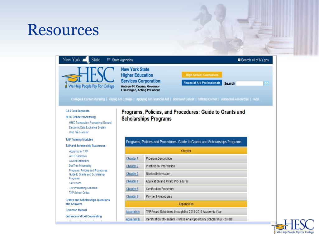 PPT - TAP Update Higher Education Services Corporation June 2013 ...