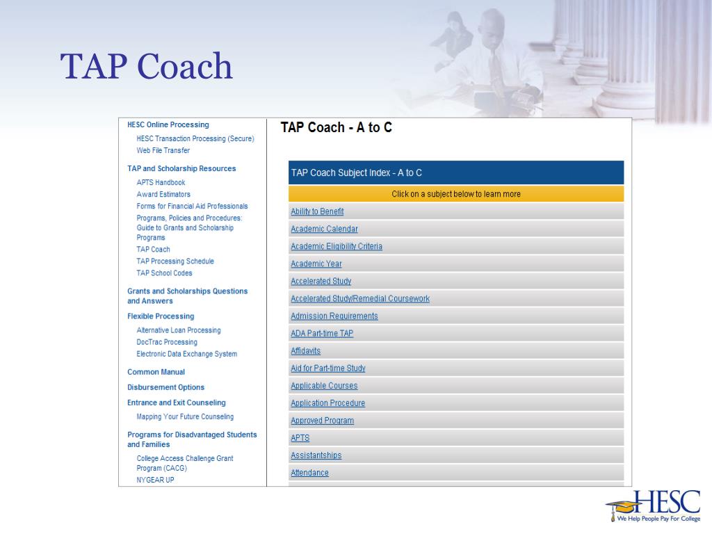 PPT - TAP Update Higher Education Services Corporation June 2013 ...
