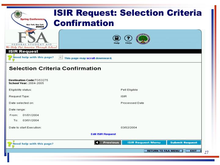 PPT - Using FAA Access to CPS Online to Request ISIRs from the New ISIR ...