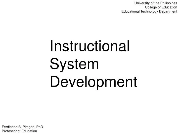 PPT - Instructional System Development PowerPoint Presentation, free ...