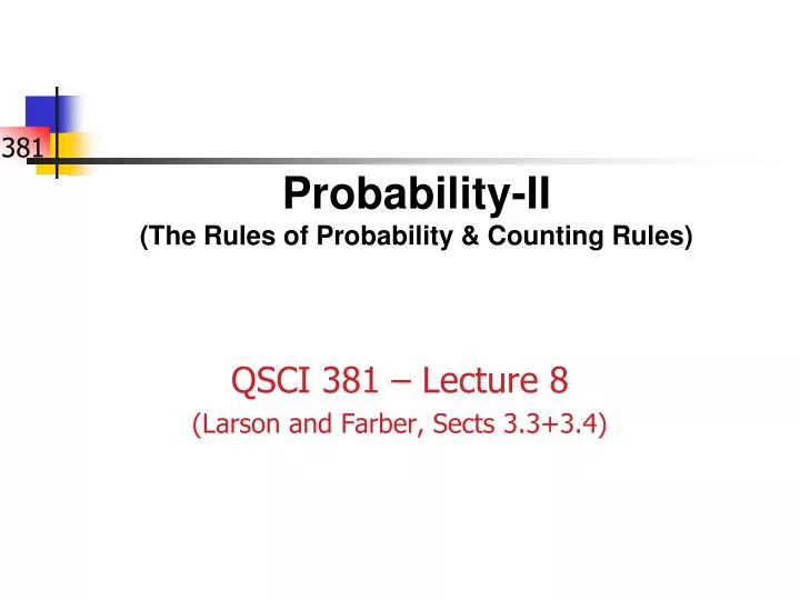 PPT - Probability-II (The Rules of Probability & Counting Rules ...