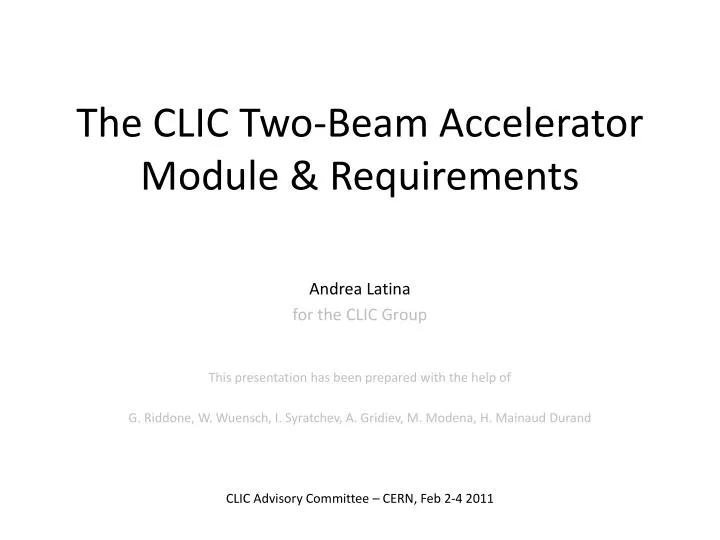 PPT - The CLIC Two-Beam Accelerator Module & Requirements PowerPoint ...