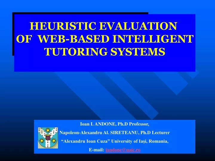 PPT - HEURISTIC EVALUATION OF WEB-BASED INTELLIGENT TUTORING SYSTEMS PowerPoint Presentation ...