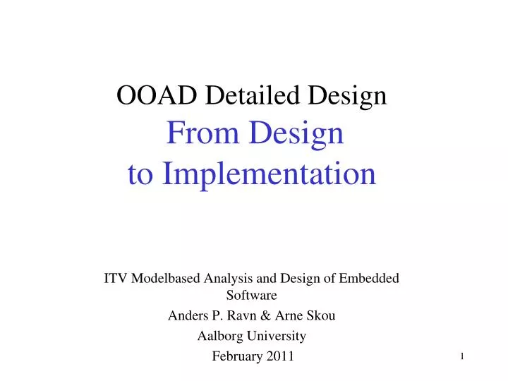 PPT - OOAD Detailed Design From Design to Implementation PowerPoint ...